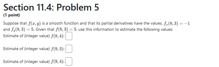Solved Section 11.4: Problem 5(1 ﻿point)Suppose that f(x,y) | Chegg.com