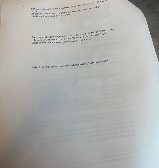 Solved 4. Draw solid/dashed wedge structures for the four 2 | Chegg.com