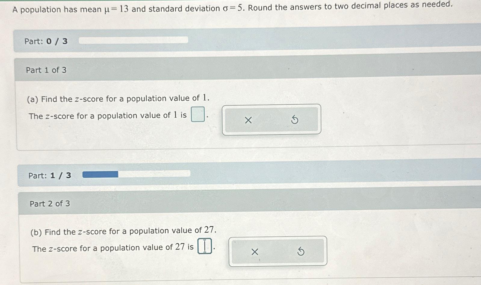 Solved A population has mean μ=13 ﻿and standard deviation | Chegg.com