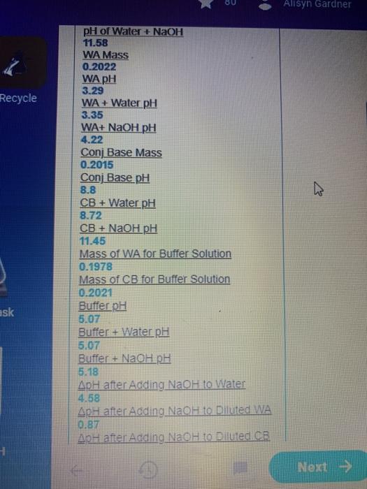 Solved Data Sheet Using eq. 7 2.3 BC = 1 + WA CB calculate | Chegg.com