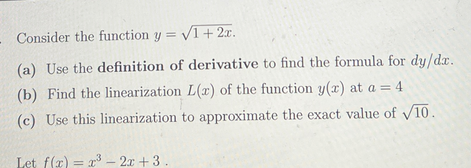 Solved Consider the function y=1+2x2.(a) ﻿Use the definition | Chegg.com