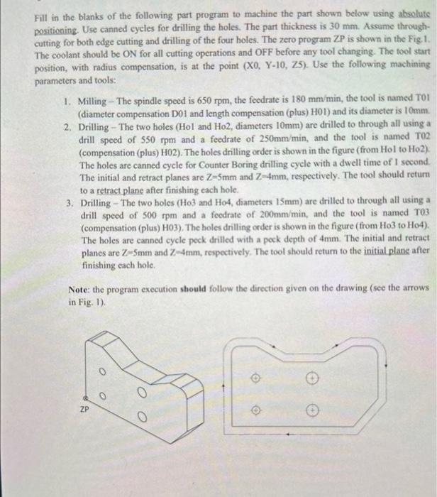 Solved Fill in the blanks of the following part program to | Chegg.com