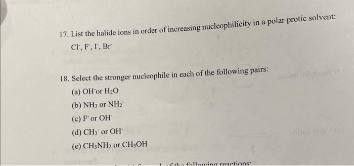Solved 17. List the halide ions in order of increasing | Chegg.com