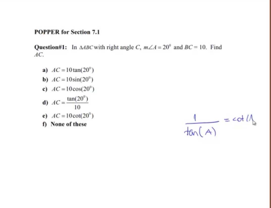 Solved POPPER for Section 7.1Question#1: In ????ABC ﻿with | Chegg.com