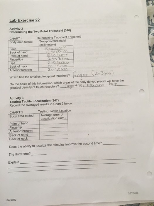 BIOLOGY 2022 LAB EXERCISES 22, 23, 24, 25 ON-LINE | Chegg.com