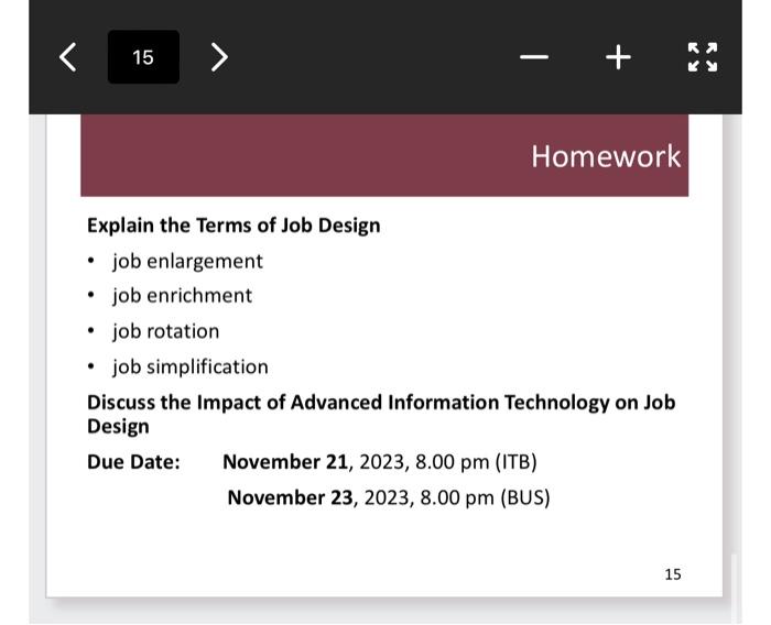 Solved Explain the Terms of Job Design - job enlargement - | Chegg.com