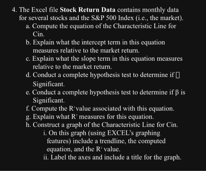 Solved The Excel file Stock Return Data contains monthly | Chegg.com