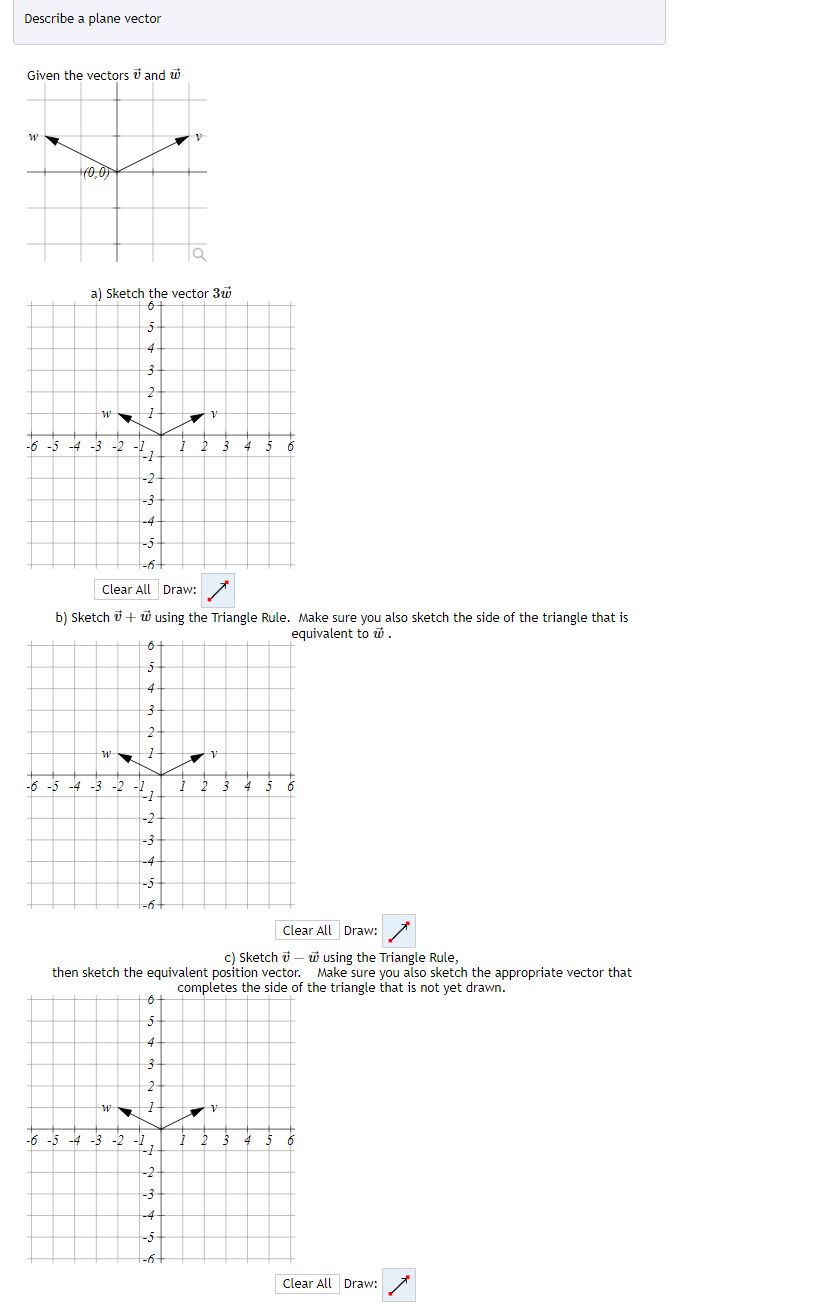Solved Describe a plane vectorClear All Draw:b) ﻿Sketch | Chegg.com
