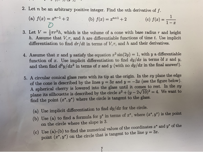 Solved 2. Let n be an arbitrary positive integer. Find the | Chegg.com
