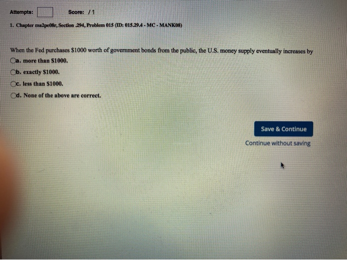 Solved Attempts: Score: /1 1. Chapter ma2e08r, Section 294, | Chegg.com Solved Attempts: Score: /1 1. Chapter ma2e08r, Section 294, | Chegg.com