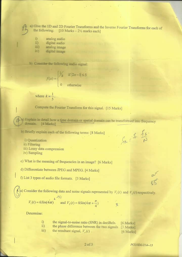 Solved a) ﻿Give the 1D and 2D Fourier Transforms and the | Chegg.com