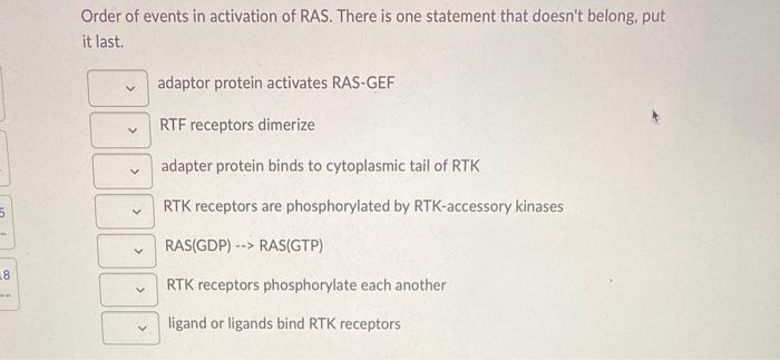 Solved Order of events in activation of RAS. There is one | Chegg.com