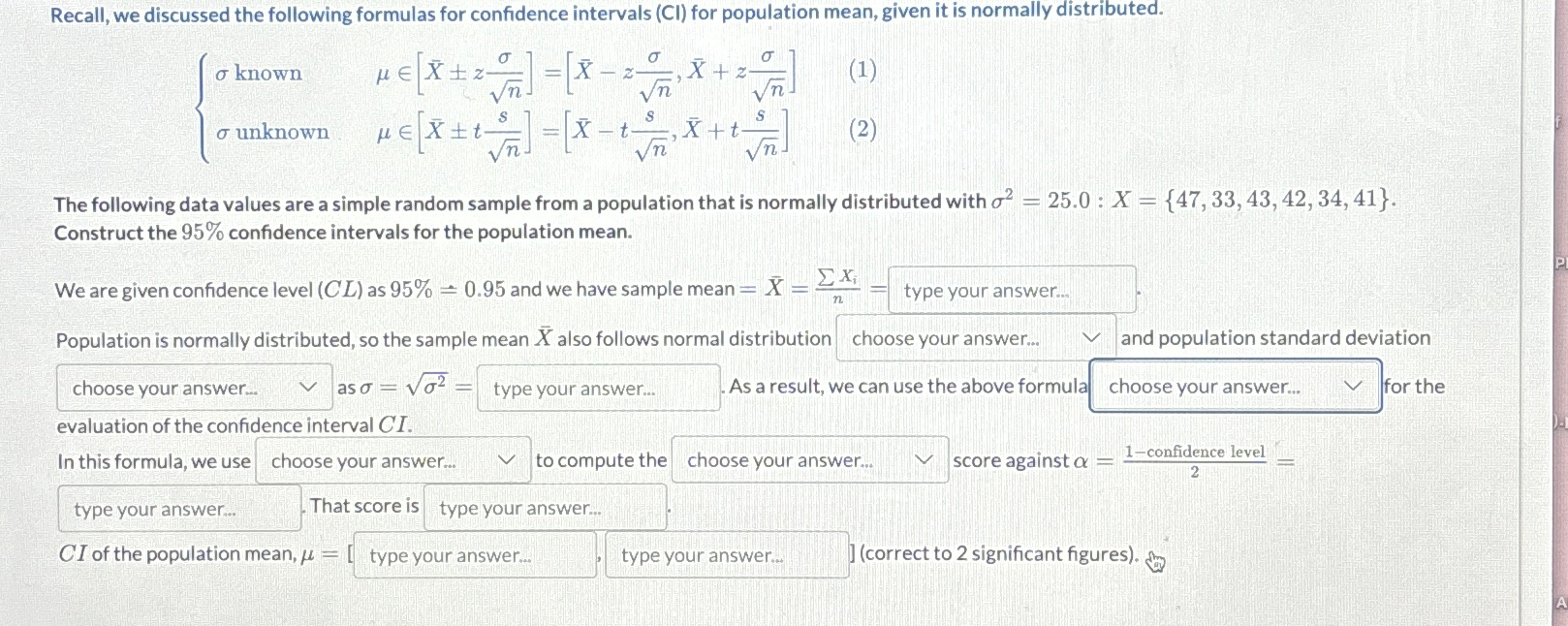 Solved Recall, we discussed the following formulas for | Chegg.com