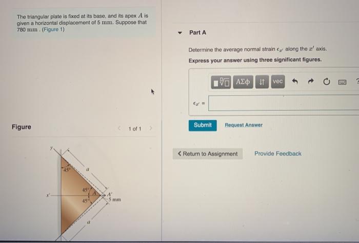 Solved The triangular plate is fixed at its base, and its | Chegg.com