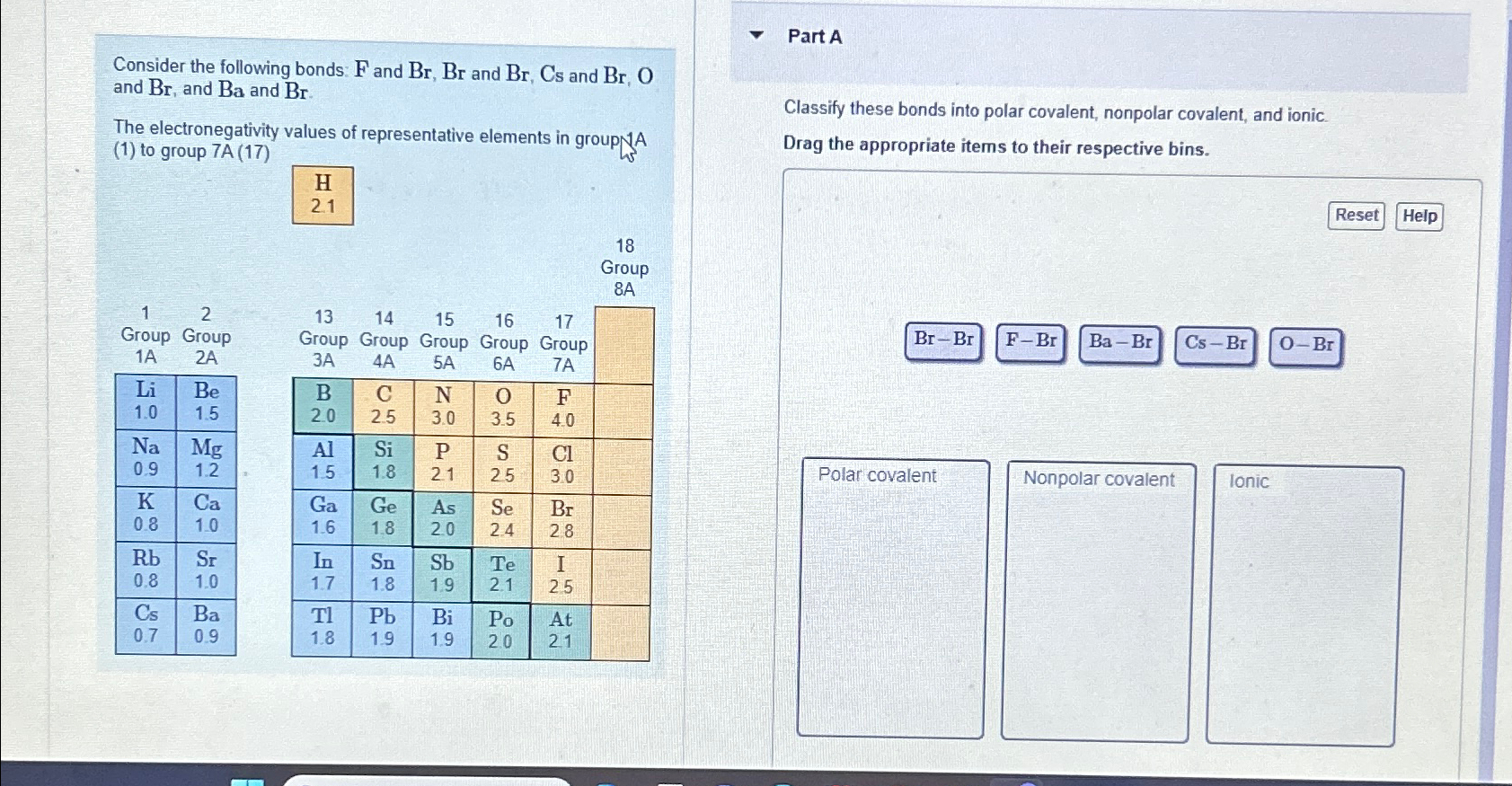 Solved Part AConsider the following bonds: F ﻿and Br,Br ﻿and | Chegg.com