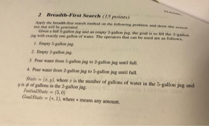 Solved NAM 2 Breadth-First Search (15 points) Apply the | Chegg.com