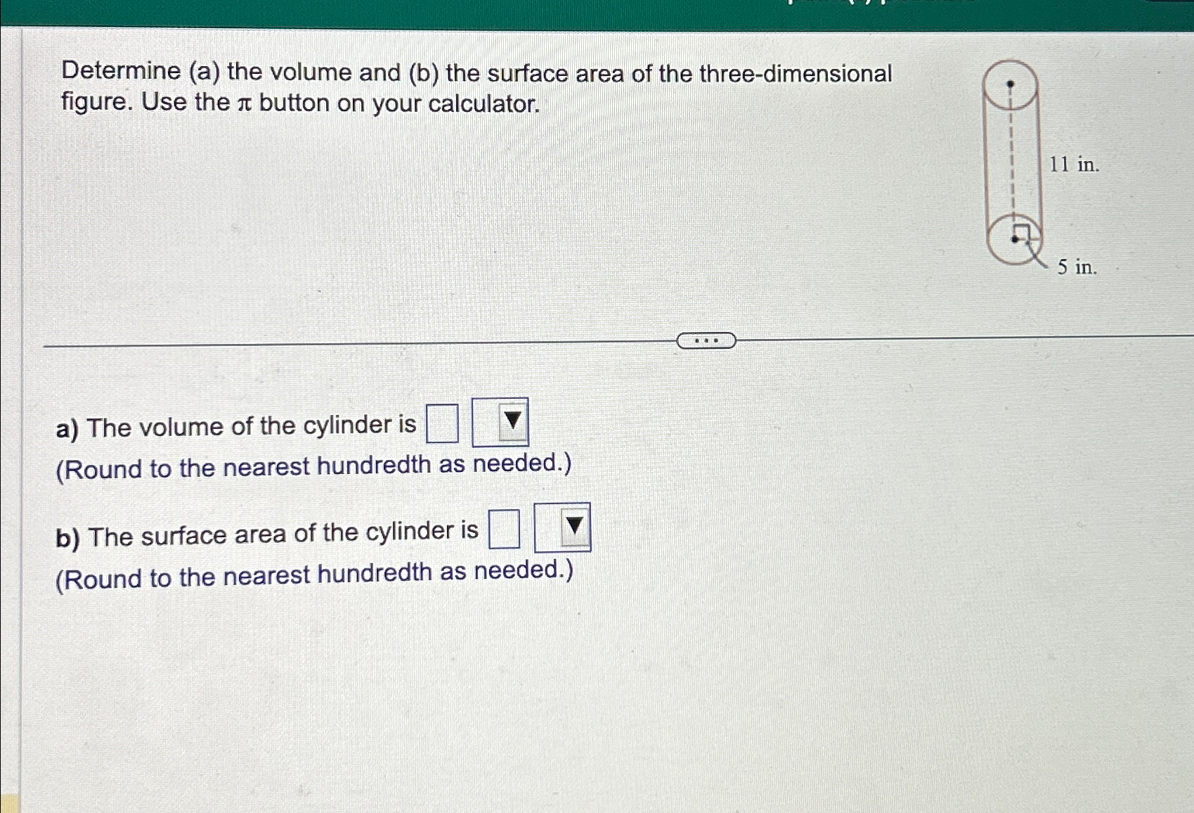 Solved Determine (a) ﻿the volume and (b) ﻿the surface area | Chegg.com
