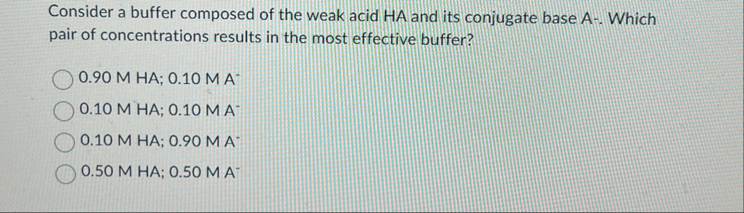 Solved Consider a buffer composed of the weak acid HA and | Chegg.com