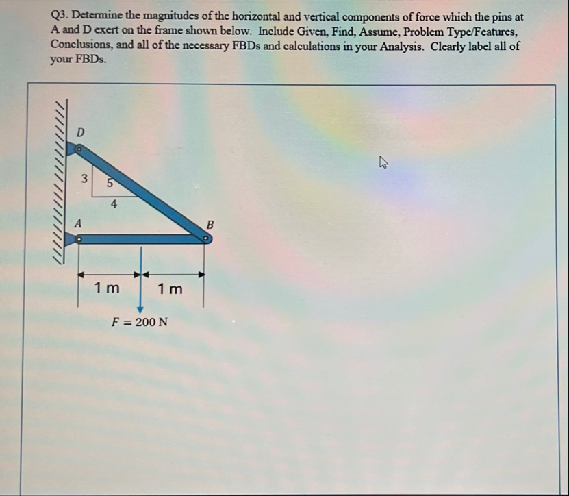 Q3. ﻿Determine the magnitudes of the horizontal and | Chegg.com