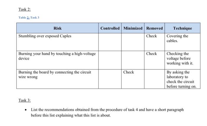 Solved Task 1: Table L: Task 1 \begin{tabular}{|l|l|} \hline | Chegg.com