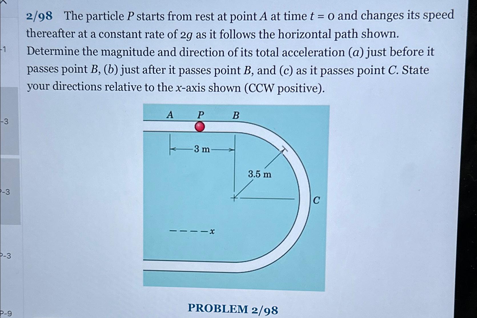 Solved 2/98 ﻿The particle P ﻿starts from rest at point A ﻿at | Chegg.com