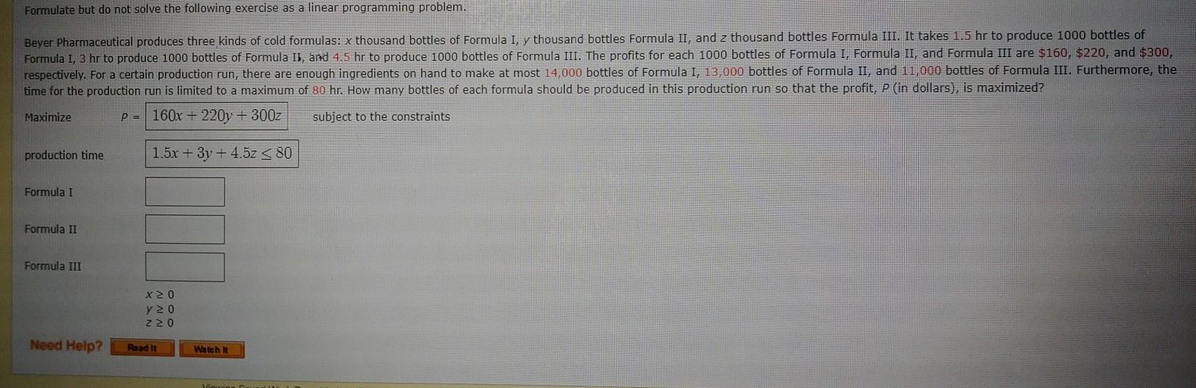 Solved Formulate but do not solve the following exercise as | Chegg.com