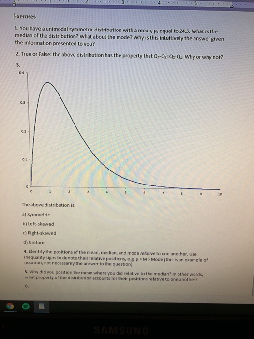 Solved Exercises 1. You have a unimodal symmetric | Chegg.com