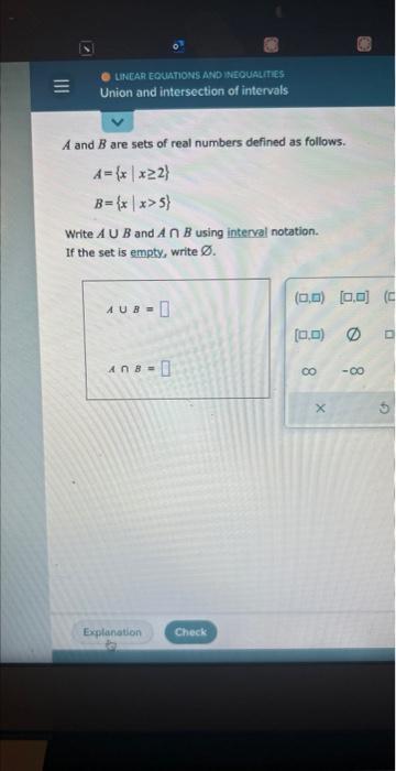 Solved A and B are sets of real numbers defined as follows. | Chegg.com