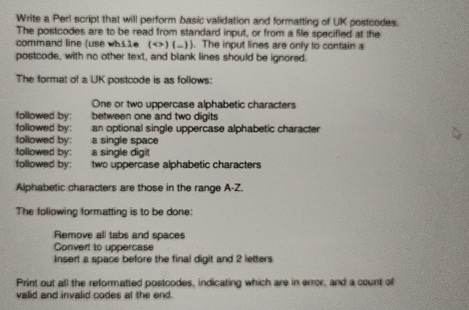 Write a Perl script that will perform basic | Chegg.com