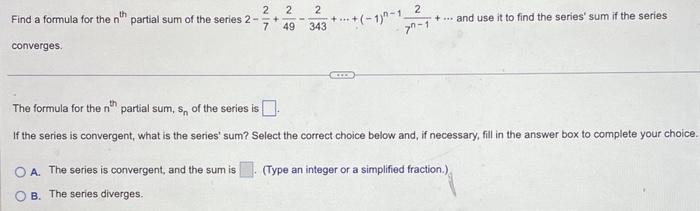 Solved Find a formula for the nth partial sum of the series | Chegg.com