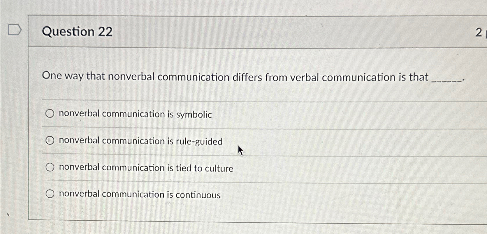 Solved Question 22One way that nonverbal communication | Chegg.com