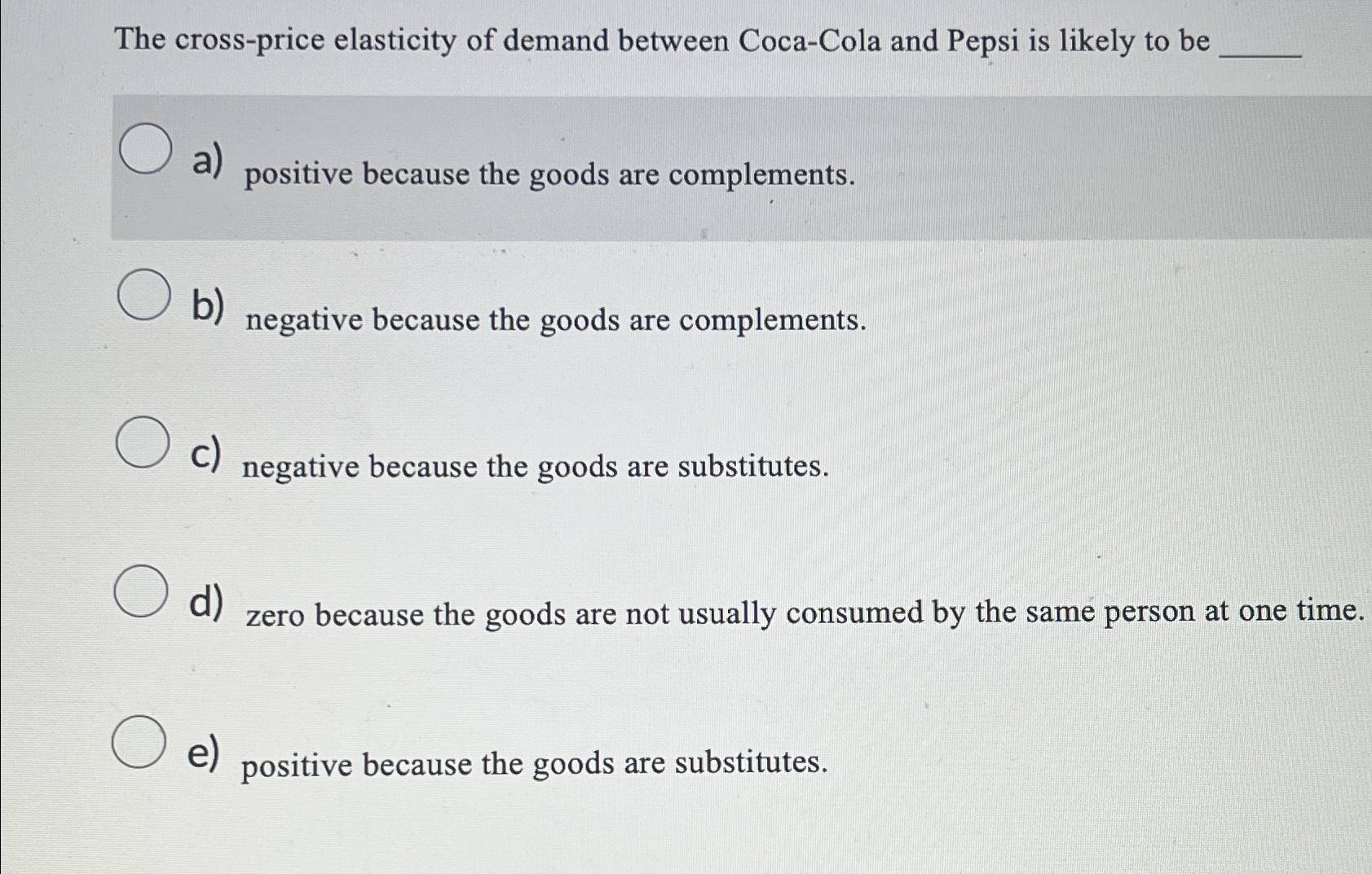 Solved The cross-price elasticity of demand between | Chegg.com