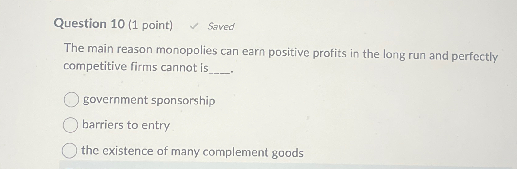 Solved Question 10 (1 ﻿point) ﻿SavedThe main reason | Chegg.com