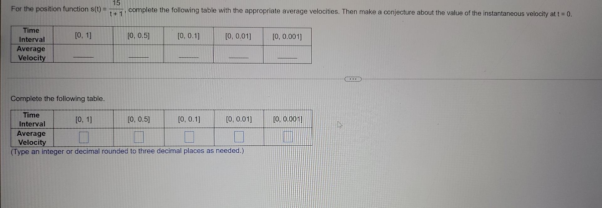 Solved 15 For the position function s(t) = complete the | Chegg.com