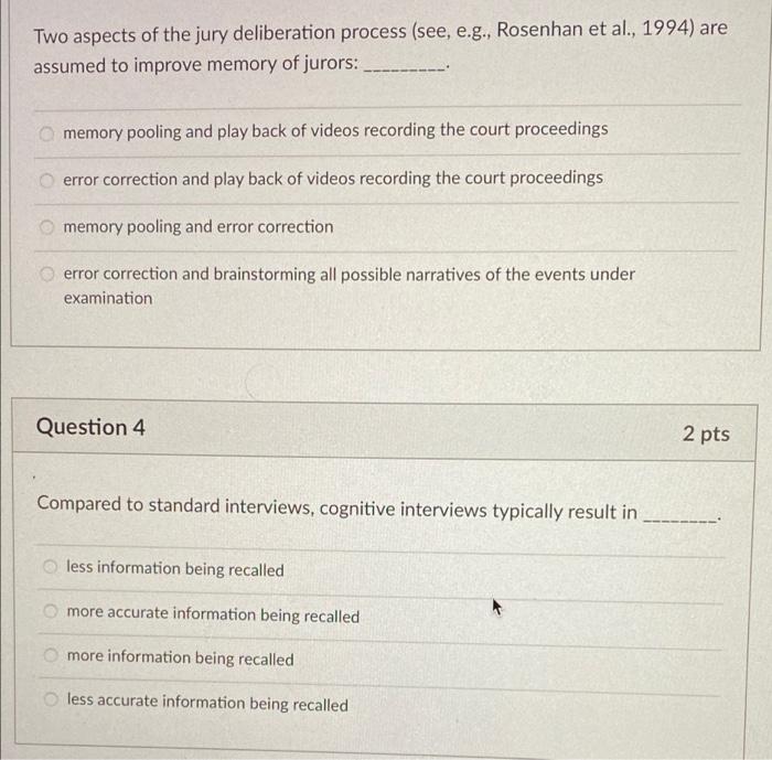 Solved Two aspects of the jury deliberation process (see, | Chegg.com