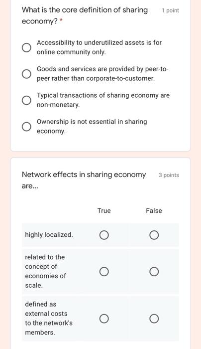Solved 1 point What is the core definition of sharing | Chegg.com