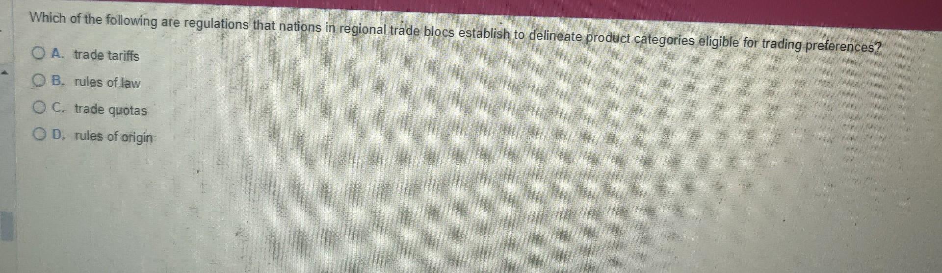 Solved Which of the following are regulations that nations | Chegg.com