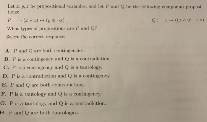 Solved Let X Y Z Be Propositional Variables And Let P And 5247