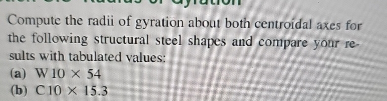 Solved Compute the radii of gyration about both centroidal | Chegg.com
