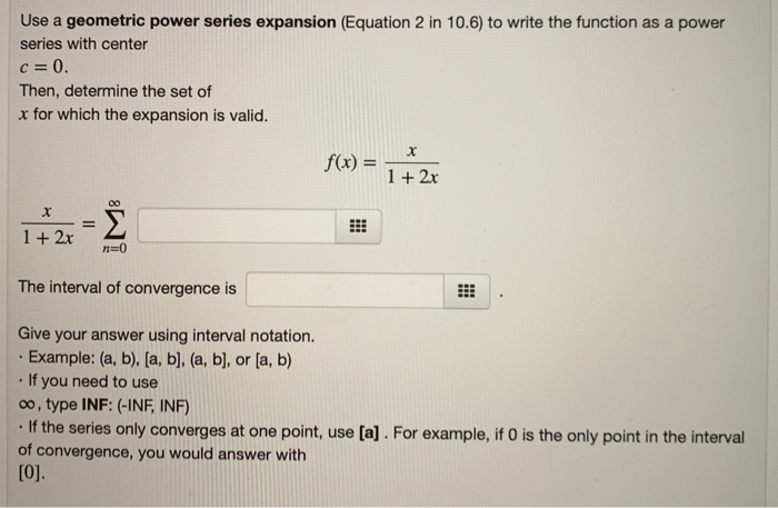 Solved Use a geometric power series expansion (Equation 2 in | Chegg.com