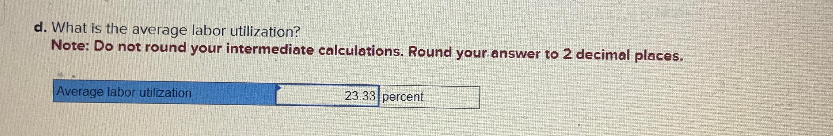 Solved d. ﻿What is the average labor utilization?Note: Do | Chegg.com