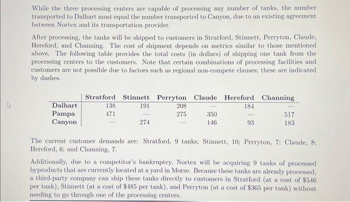 Solved While the three processing centers are capable of | Chegg.com