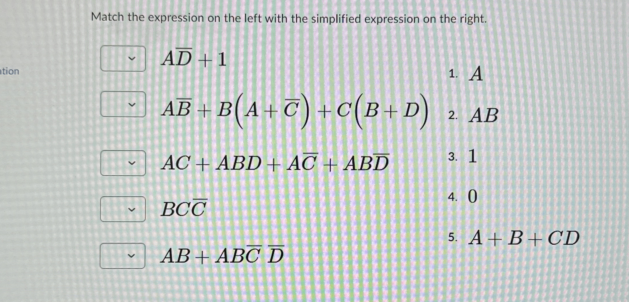 Solved Match the expression on the left with the simplified | Chegg.com