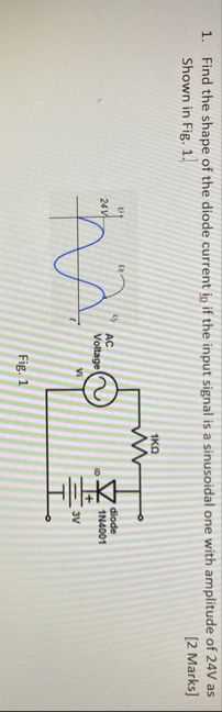 Solved Find the shape of the diode current i0 ﻿if the input | Chegg.com