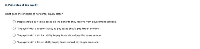 Solved 3. Principles of tax equity What does the principle | Chegg.com