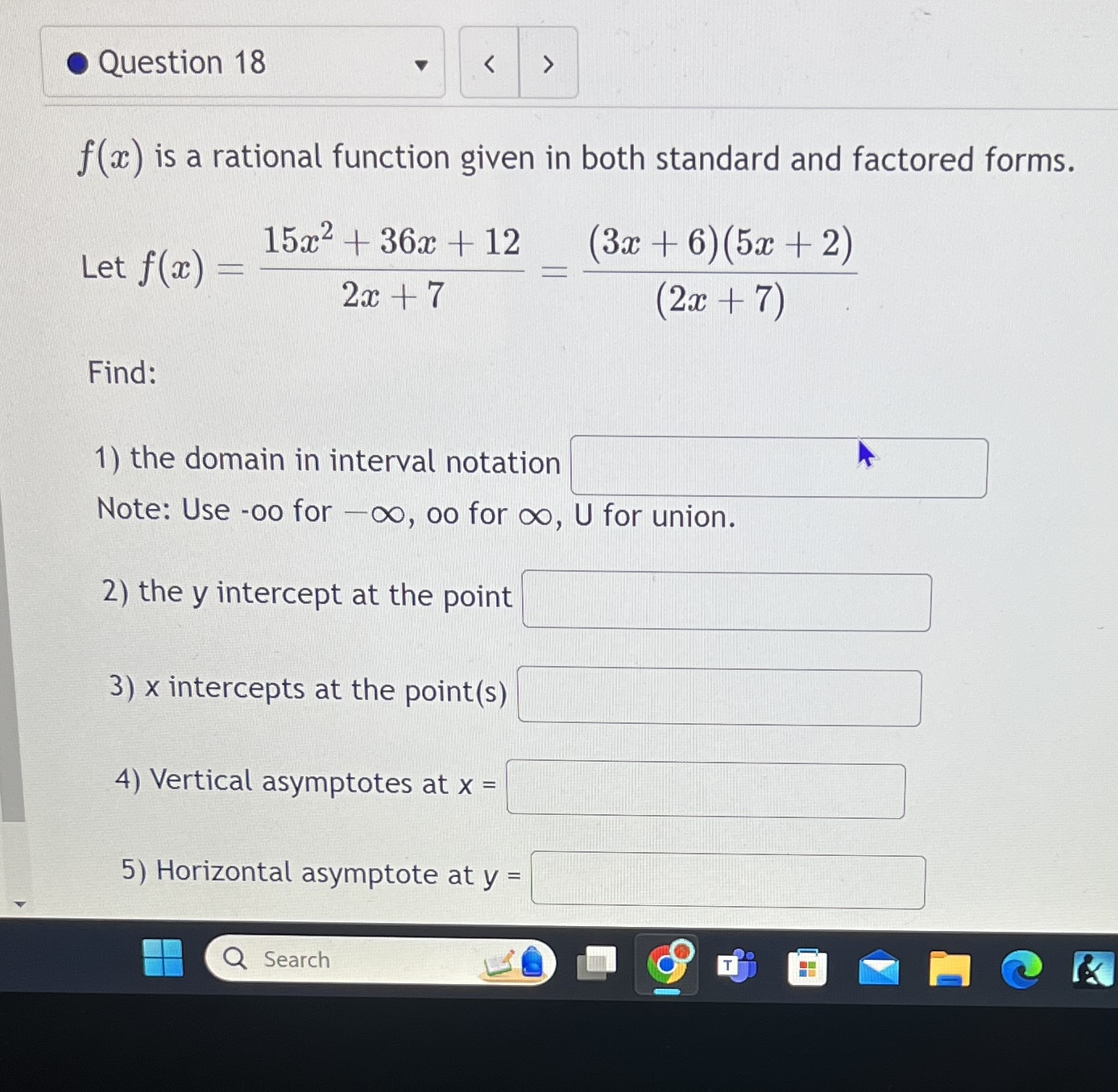 Solved f(x) ﻿is a rational function given in both standard | Chegg.com