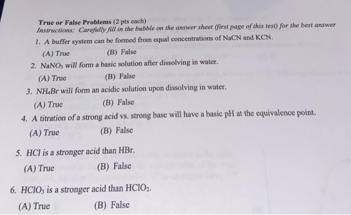 Solved True or False Problems (2 pts each) Instructions: | Chegg.com