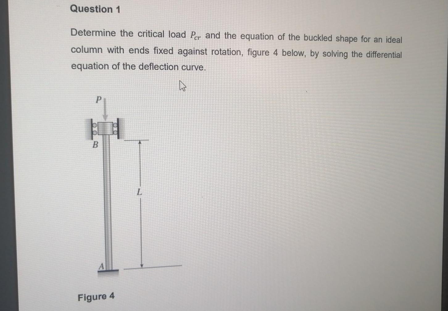 Solved Question 1 Determine the critical load Per and the | Chegg.com