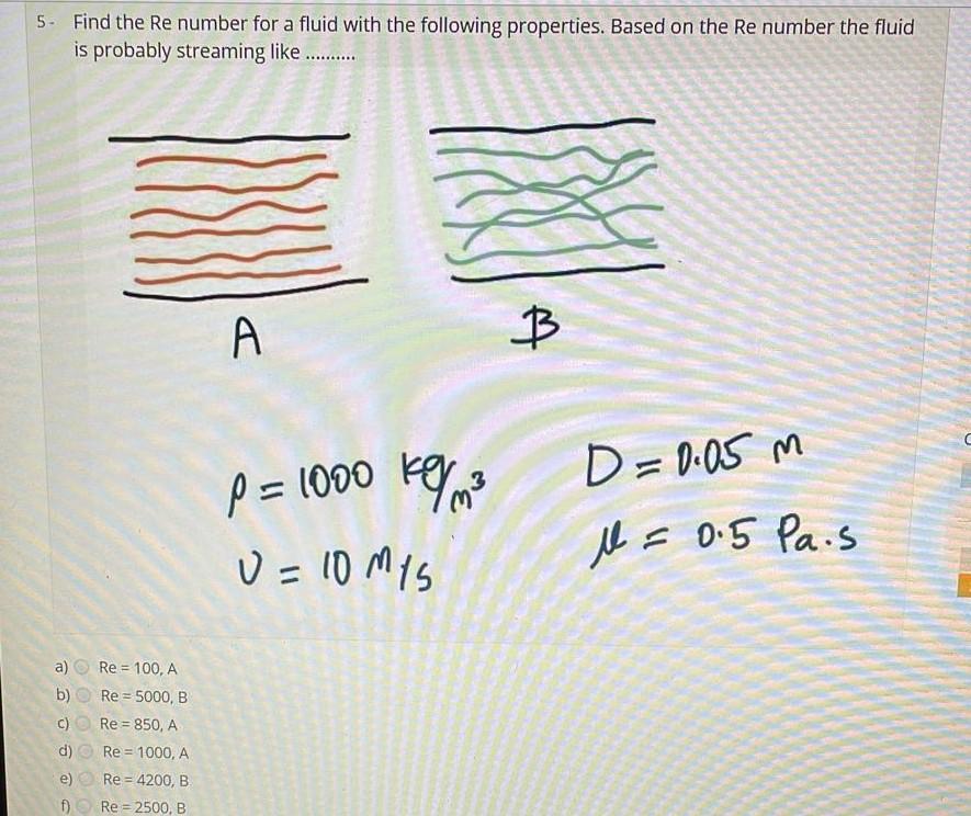 Solved Find the Re number for a fluid with the following | Chegg.com