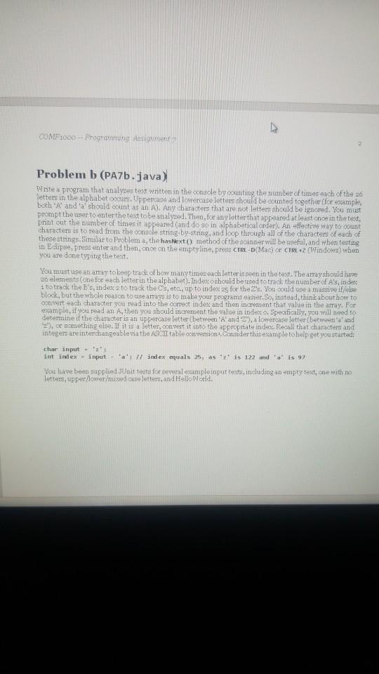 Solved COMP1000 - Programming Assignment Problem b | Chegg.com
